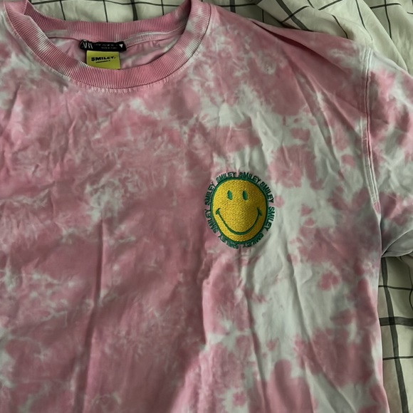 Zara | Tops | Zara Pink Ty Dye Smile Shirt | Poshmark